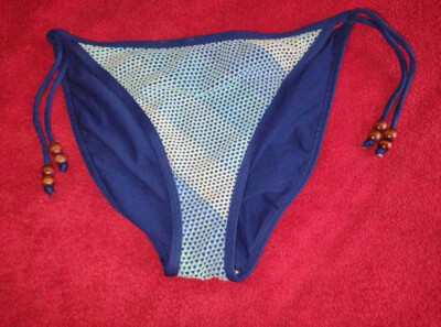 M Women's Blue & White Bikini Bottoms Fishnet SEXY Beach Pool Ocean ...