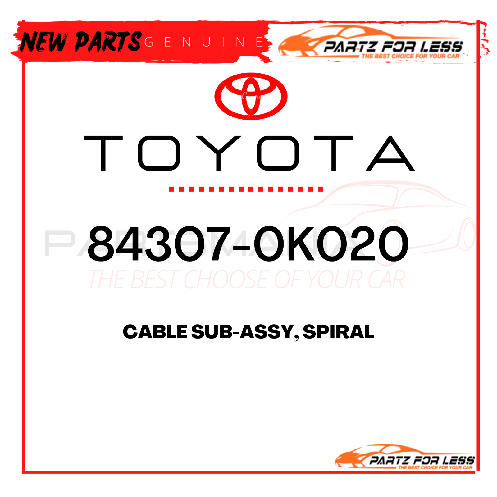 84307-0K020 TOYOTA GENUINE CABLE SUB-ASSY, SPIRAL 843070K020 NEW OEM | eBay
