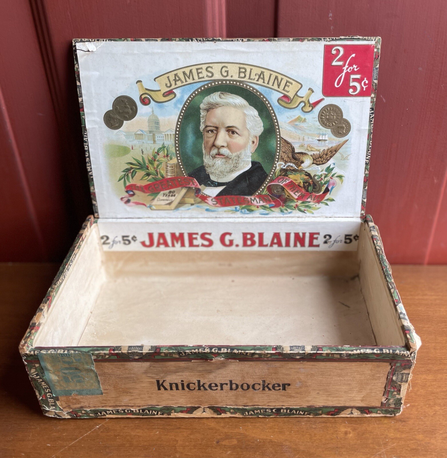 Antique James G Blaine Knickerbocker Cigar Box Empty Tobacco Maine ...