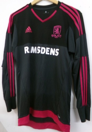 ADIDAS mens Middlesbrough Football Club black long-sleeve shirt UK S ...