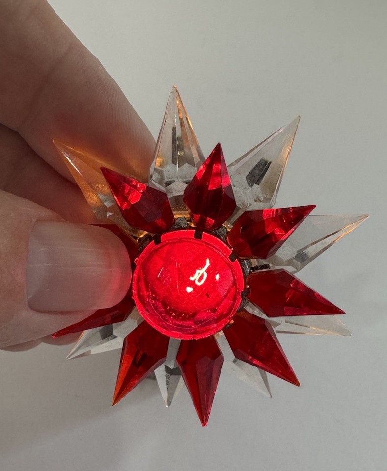 Antique Christmas Double Row MATCHLESS STAR Light Bulb C6 Clear Red ...