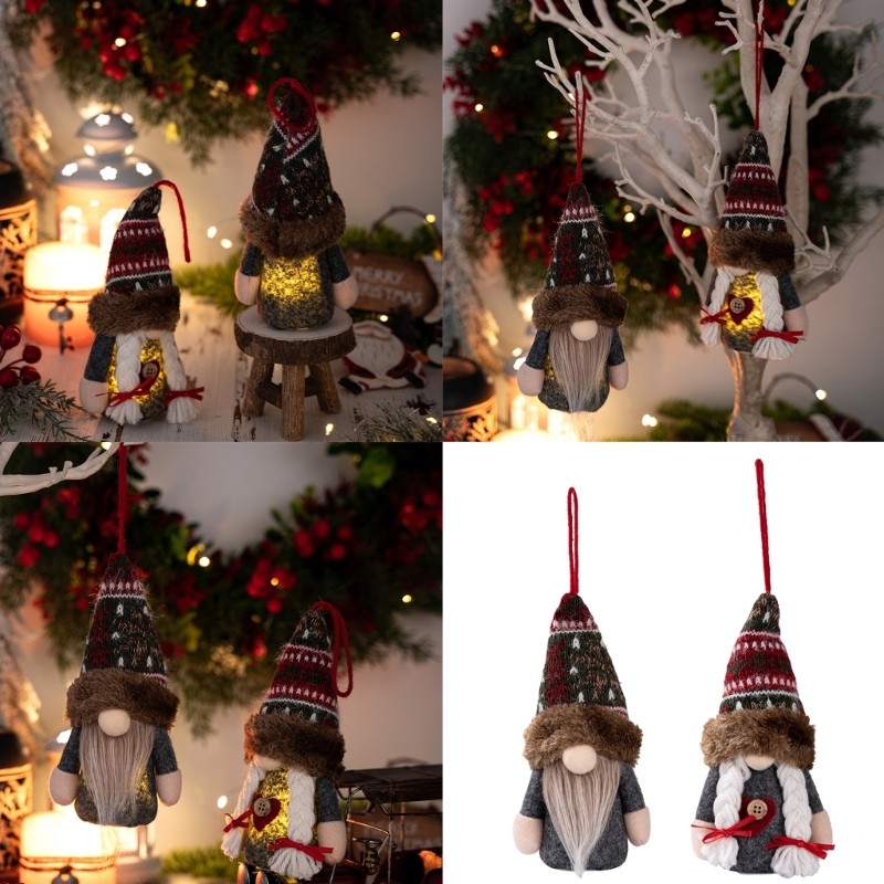 Glowing Dwarf Stuffed Doll With LED Light Christmas Tree Dwarf Hanging ...