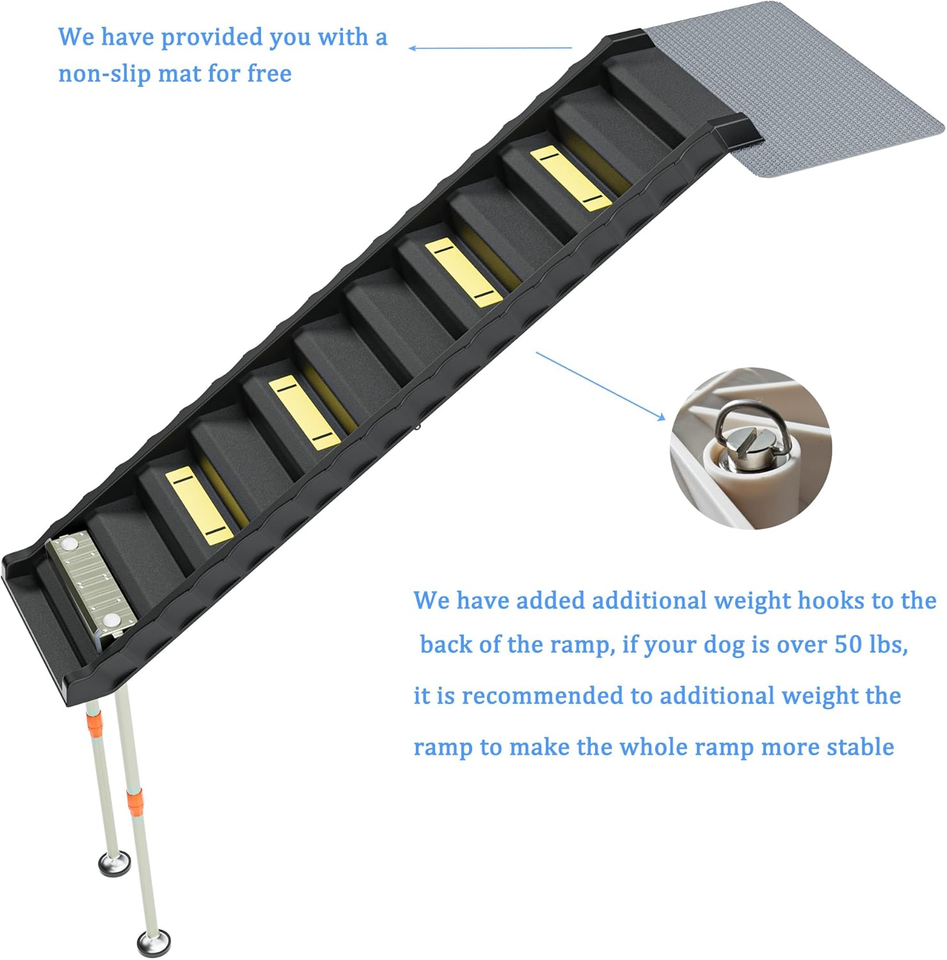 Foldable Dog Pool Ramp with 33" Legs for Free Height Adjustment,Safe ...