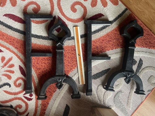 VINTAGE Cast Iron Fireplace Andirons LOG DOGS | eBay