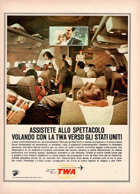 Twa Airline Airways 1964 Advertisement 1 Page Show Movie in Sky | eBay