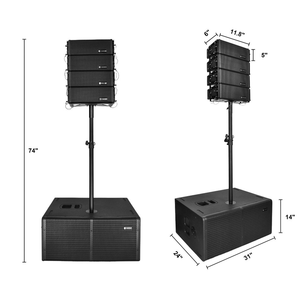 PRORECK CONCERT SET DJ Powered Line Array PA Speaker System 6000W Peak ...