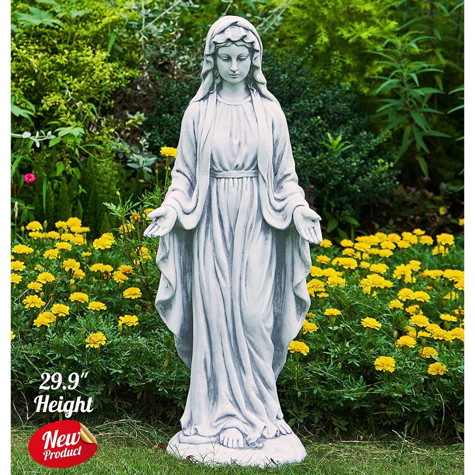 Large Virgin Mary Blessed Mother Statue Garden Sculpture Religious Yard ...