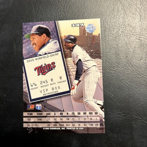 C54c Dave Winfield #137 Minnesota Twins 1994 Leaf | eBay
