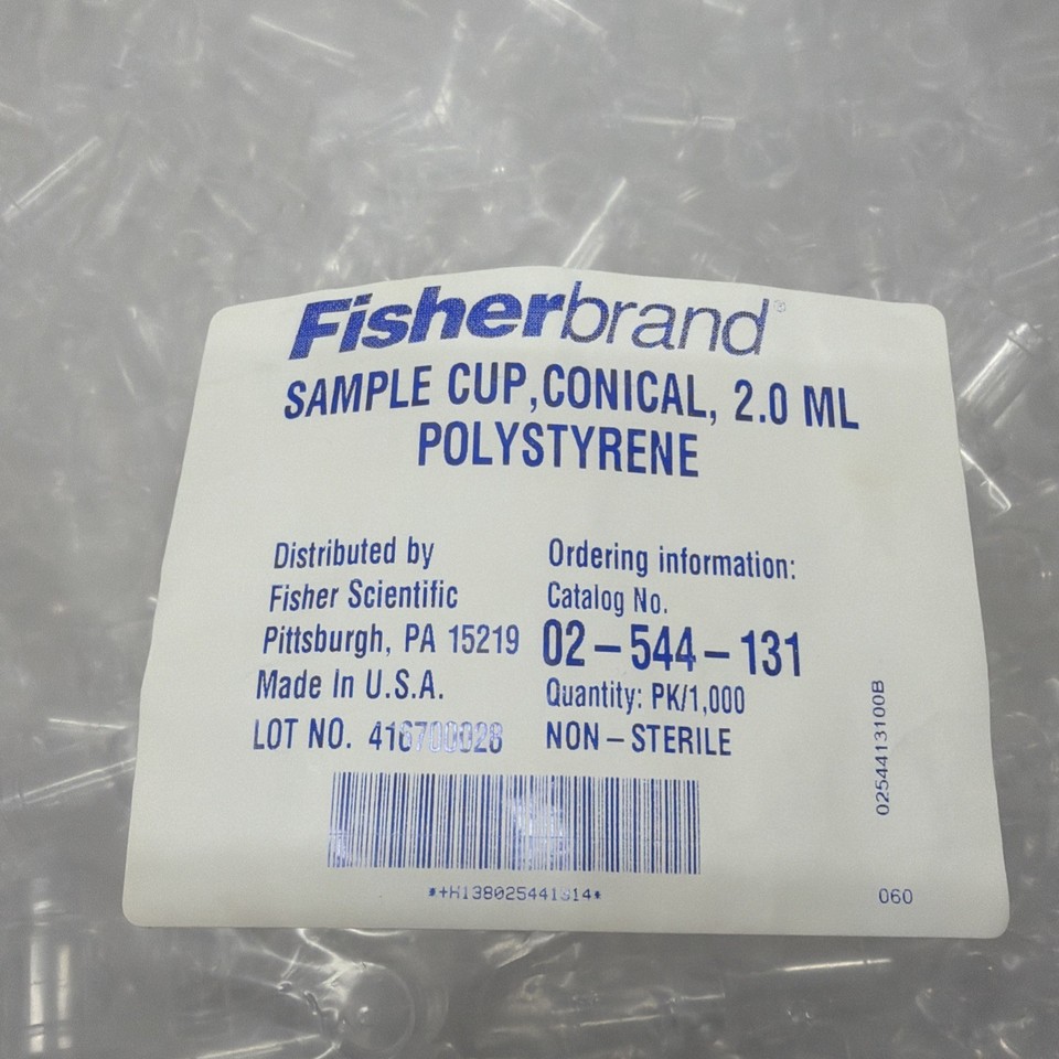 Fisherbrand Sample Clear Conical 2.0ML Polystyrene Cups #02-544-131 ...