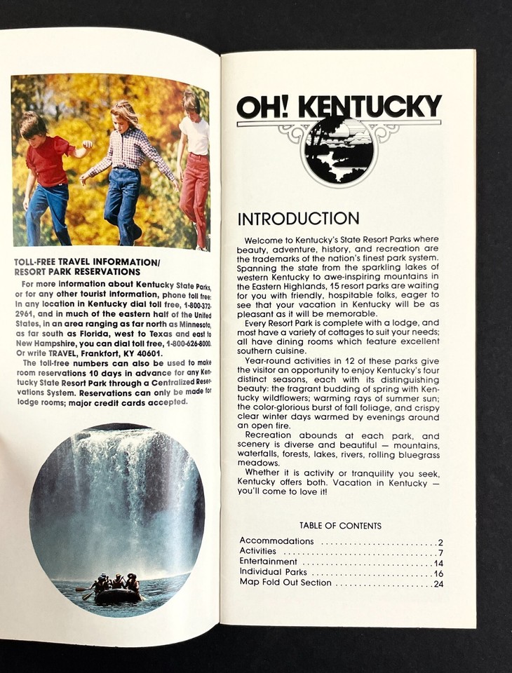 1980s Kentucky State Resort Parks Vintage Travel Guide Booklet Map Lake ...
