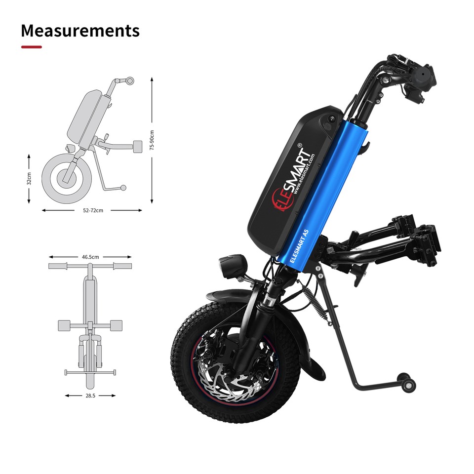 12Inch A5 Suspension Wheelchair Attachment Electric Handcycle 500W 8AH ...