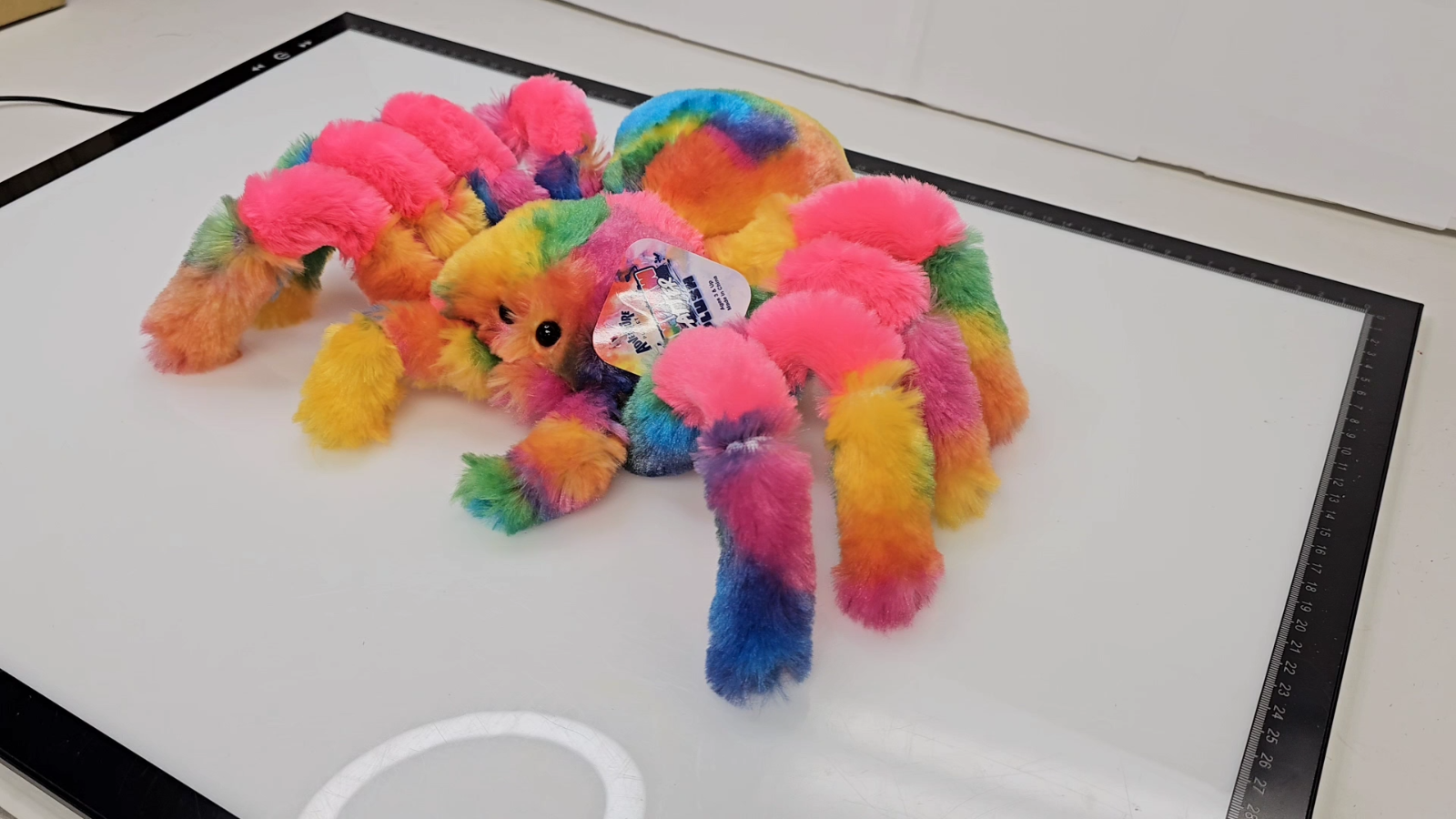 8" Rainbow Splatter Spider. Soft, Furry Plush With Hard Eyes. Stuffed ...