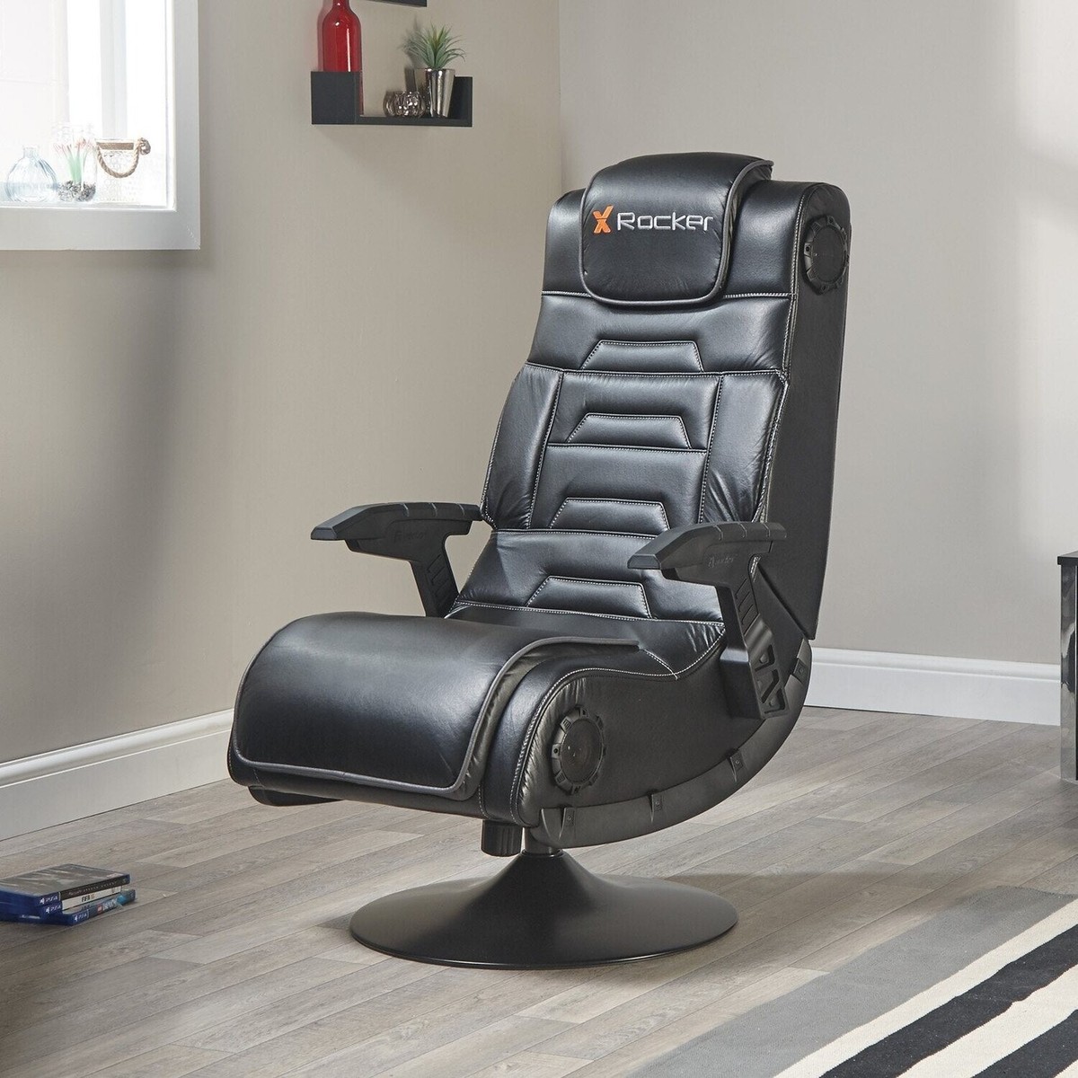 X Rocker Xpro 300 Black Pedestal Gaming Chair Rocker With