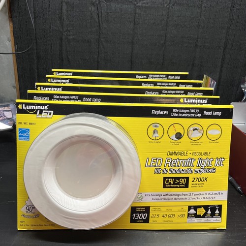 5~ Luminus LED Dimmable Retrofit Light Kits 1300 Lumen Warm White Flood ...