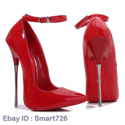 Women Extreme High Heels 16cm Stiletto Ankle Belt Shoes Point Toe Plus ...