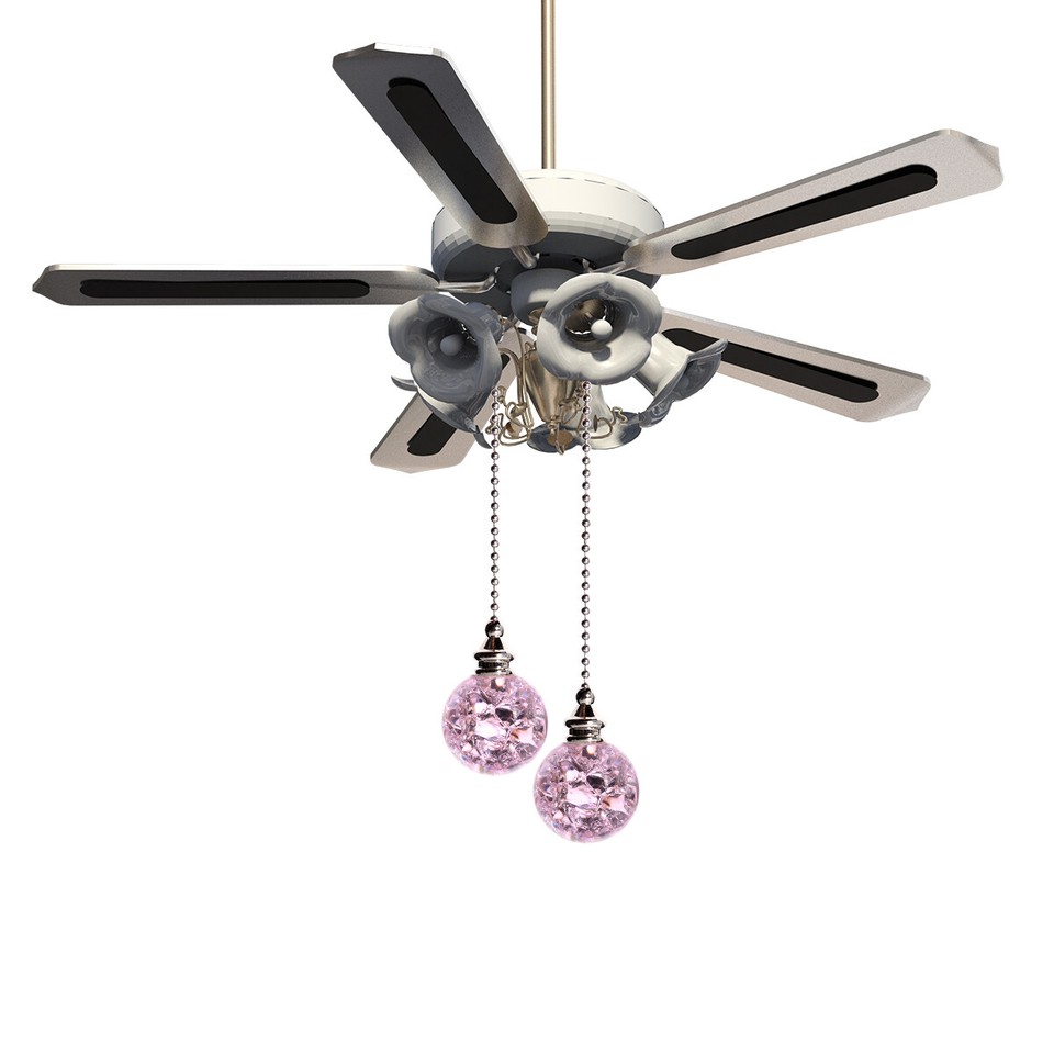 2pcs Crystal Ice Crack Ball Ceiling Fan Pull Chain Ceiling Fan Light ...