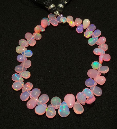 Ethiopian Pink Fire Opal 7x5 to 10x7 mm Size Smooth Pear Beads 8 ...