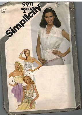 9971 Vintage Simplicity Sewing Pattern Misses Pullover Camisole Unlined ...