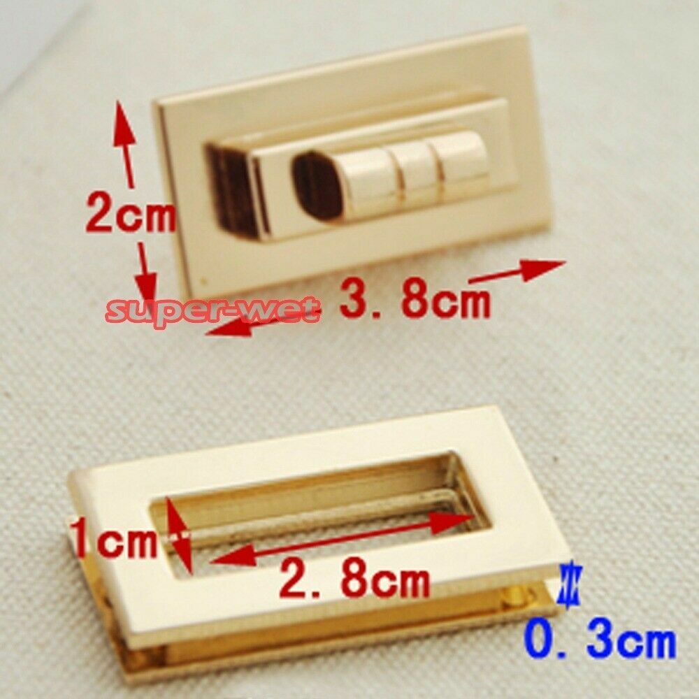 2 X Metal Bag Purse Closure Turn Twist Lock Clasp Fastener Craft Gold ...