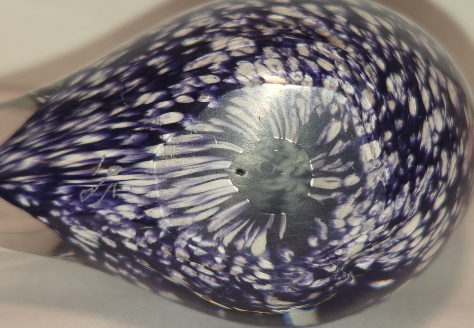 Art Glass Bird Paperweight Figure Purple Blue White Clear Tail Head ...
