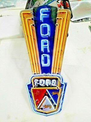 Ford sign 16" TRI color Neon style sign in Steel metal Jubilee Truck ...