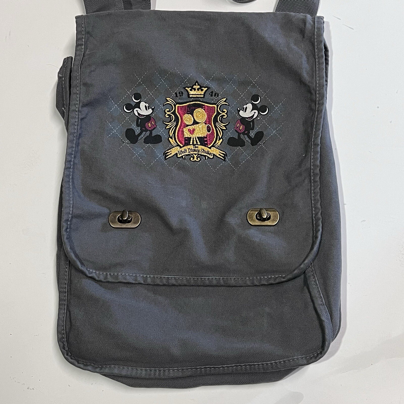 Walt Disney Studios Mickey Mouse Crossbody Back Pack Messenger Bag Gray ...