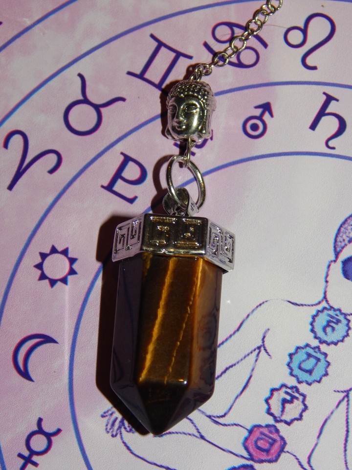 TIGER'S EYE Crystal Gemstone Dowsing Divination Scrying Pendulum; As ...