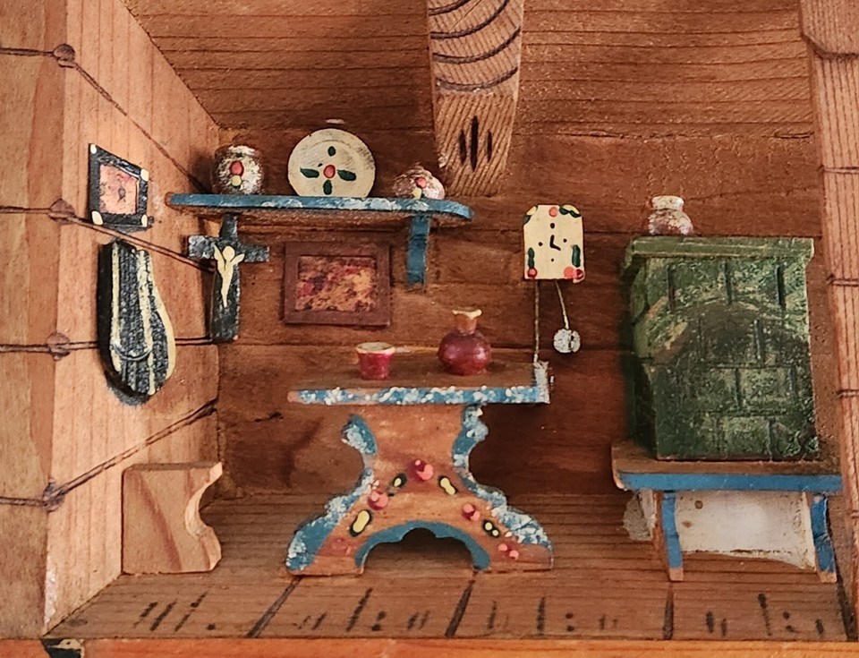 Vintage German Hand Made Wooden Kitchen Diorama 3-D Wood Shadow Box ...