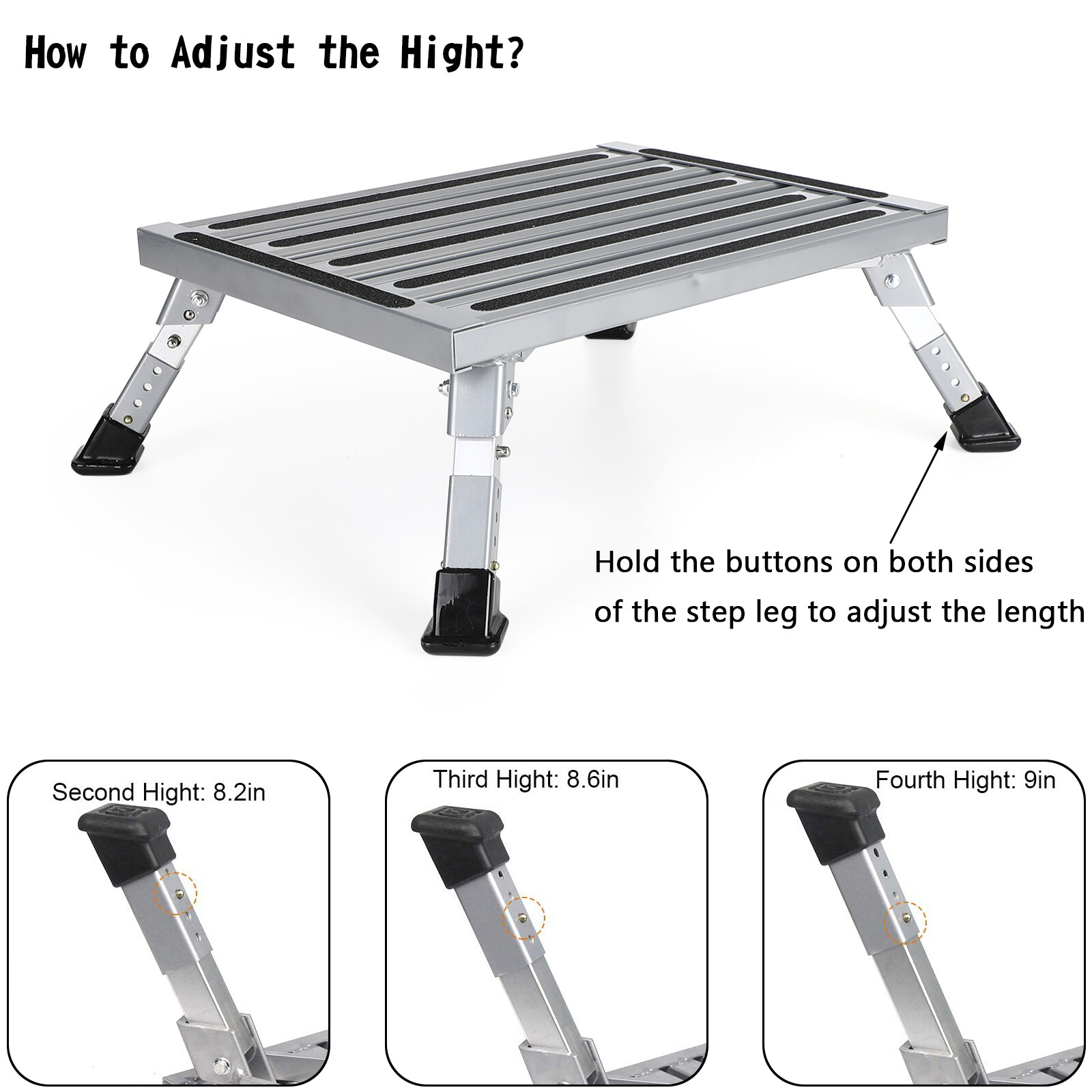 Folding Aluminum Platform RV Step Stool Trailer Camper Working Ladder ...