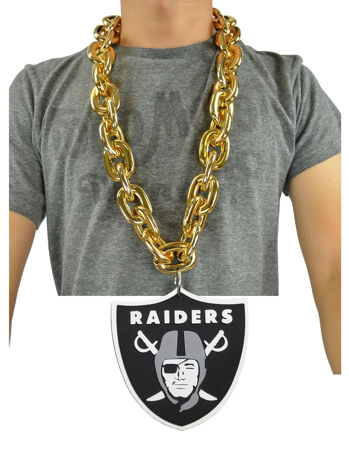 New NFL Oakland Raiders GOLD Fan Chain Necklace Foam Made in USA | eBay