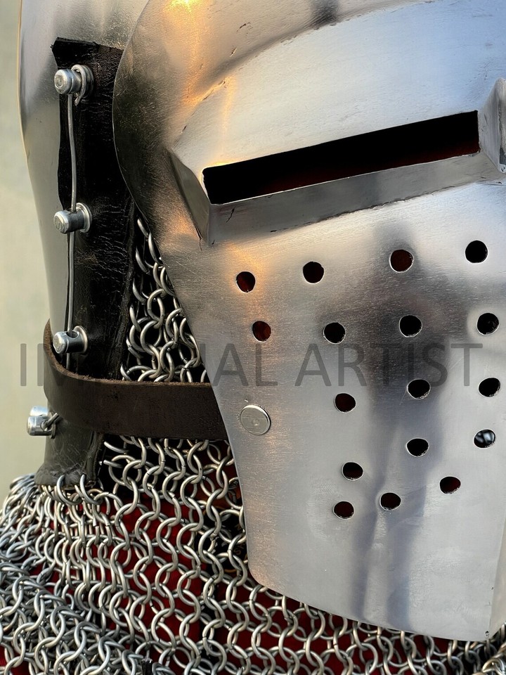 Medieval 18 Gauge Knight Viking Helmet Steel Roa Bascinet Helmet LARP ...