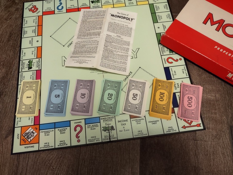 Vintage British Monopoly Board Game, Waddington 1961 - Incomplete, Sold ...