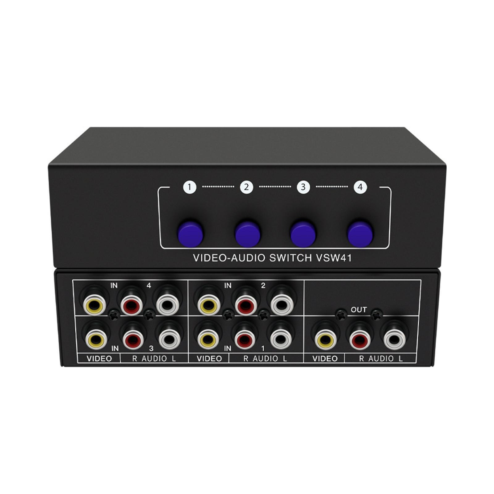 4 Way RCA Switcher 4 in 1 Out for DVD Stereo Speaker Game Consoles CD ...