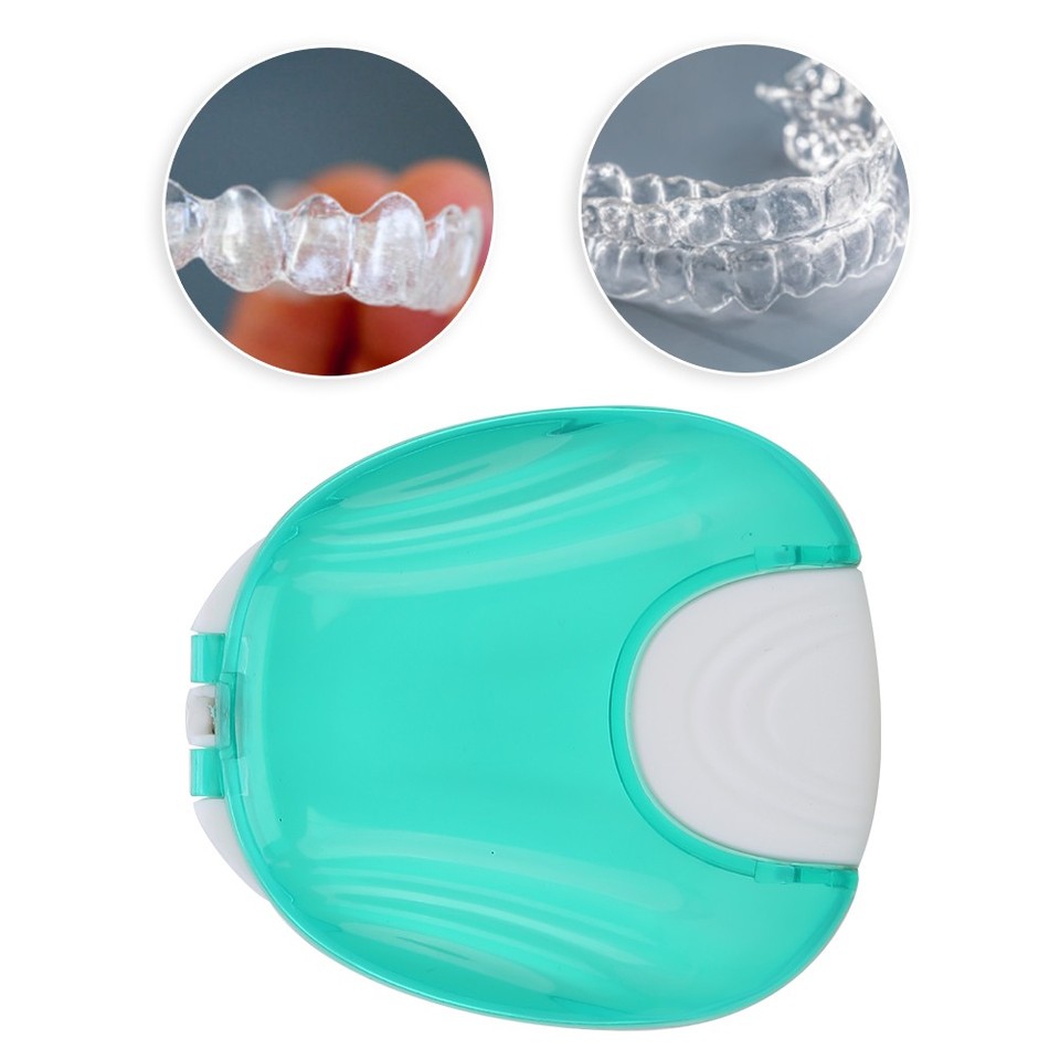 Blue Orthodontic Retainer Case Portable Adult Waterproof Denture Box ...