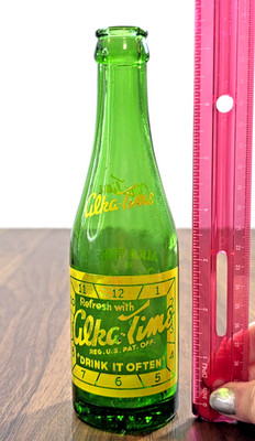 Alka-Time 7 Fl Oz Green Bottle ACL Label 1940's Las Vegas Coca Cola ...