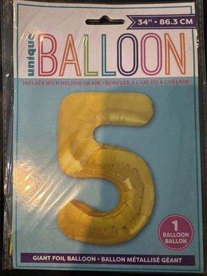 Gold 5 Number Foil Balloon 34" | eBay
