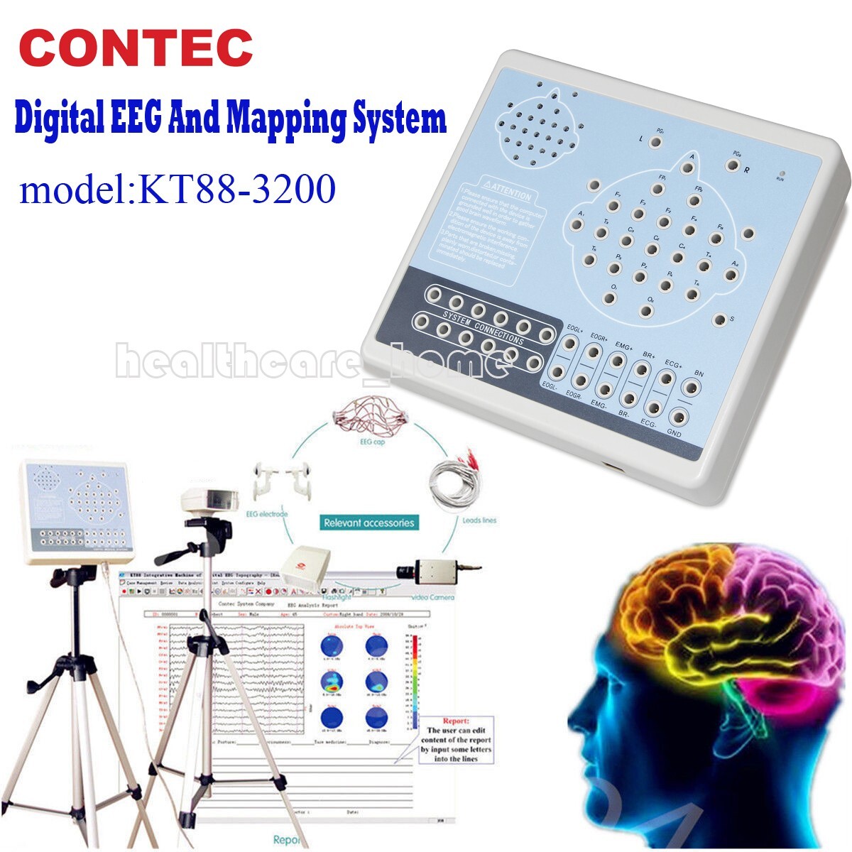 EEG machine CONTEC KT88-3200 Digital 32-Channel EEG and Mapping System+ ...