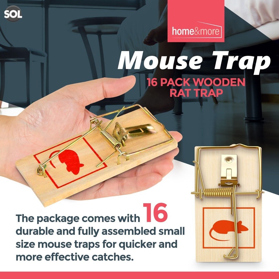 16-24pk Wooden Mouse Traps Traditional Mice Rodent Pest Control Trap ...