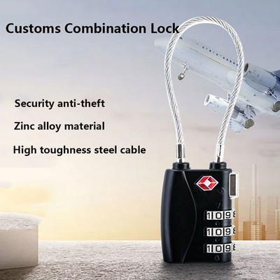 Combination Lock Customs Code Lock Padlock with Steel Cable TSA Customs ...