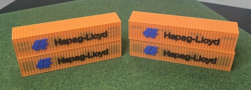 4 Pack HO 1/87 Scale 40' Shipping Containers Hapag-lloyd Road Name ...