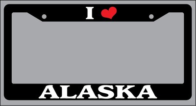 Black License Plate Frame I Heart Alaska Auto Accessory 1043 | eBay