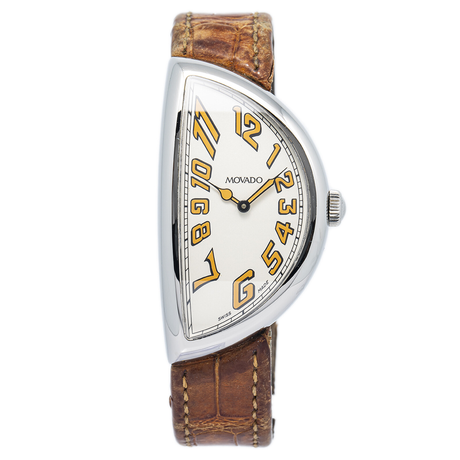 Movado Curved Half Moon 84 A1 1950 Cream Arabic Dial Quartz Ladies ...