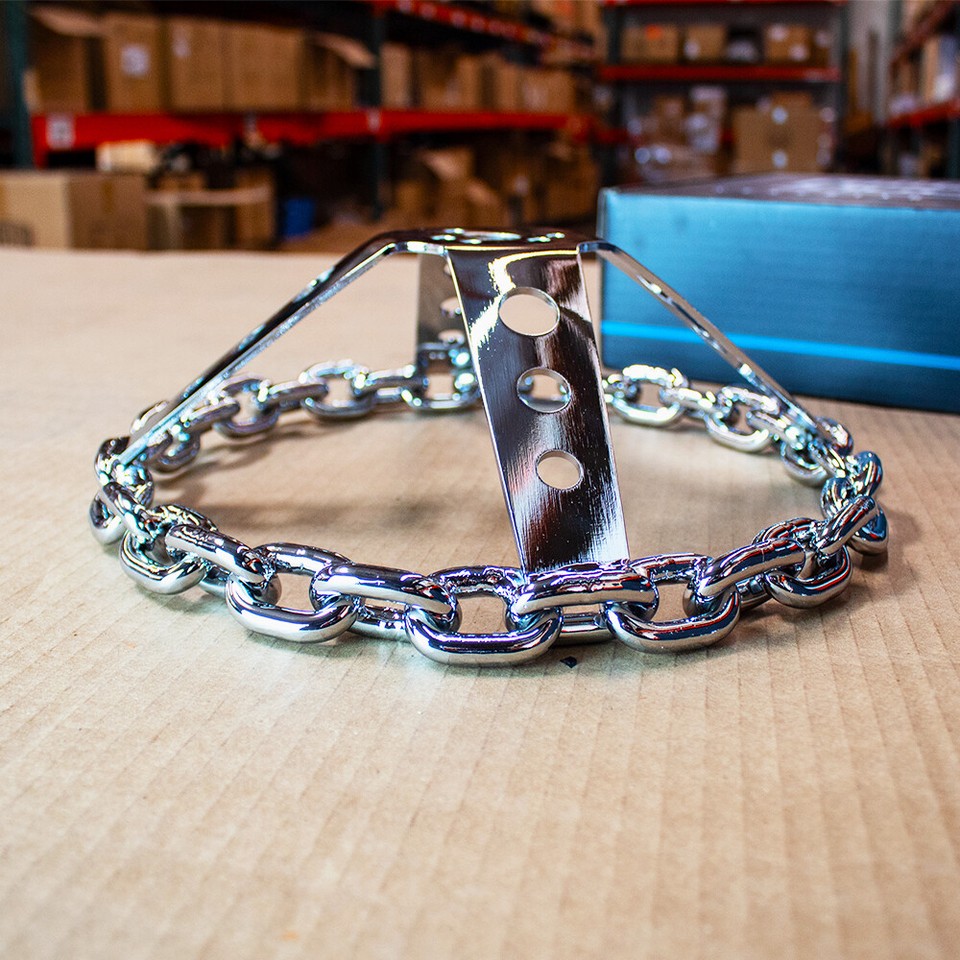 11 Inch Chrome Chain Steering Wheel with Cutout Spokes and Horn Button ...