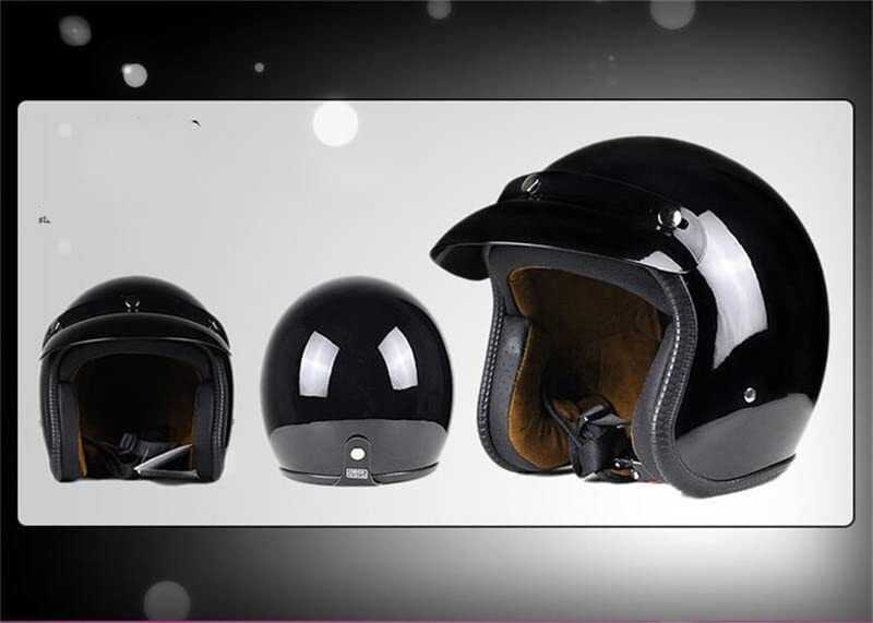 Harssidanzar Retro Motorcycle Helmet 3/4 Open Face Helmet Vintage Style ...