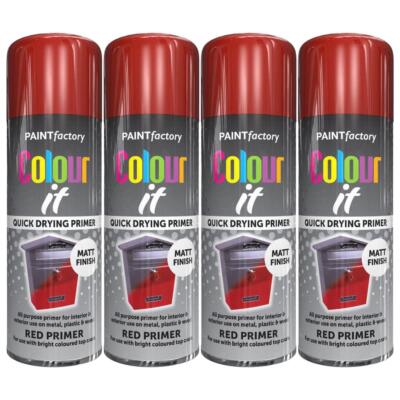 4X Red Primer Spray Paint Aerosol Auto Car Lacquer Wood Metal 400ml ...