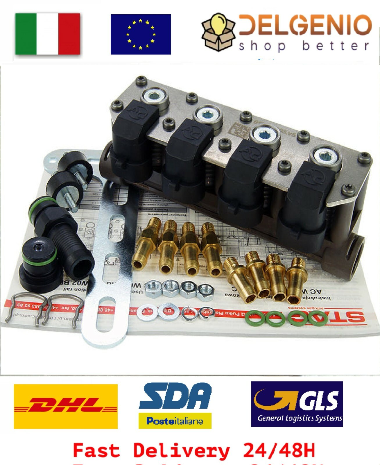 kit gpl lpg set 4 iniettori iniettore Rail AC-STAG ACW02 STAG AC-W02 4 ...
