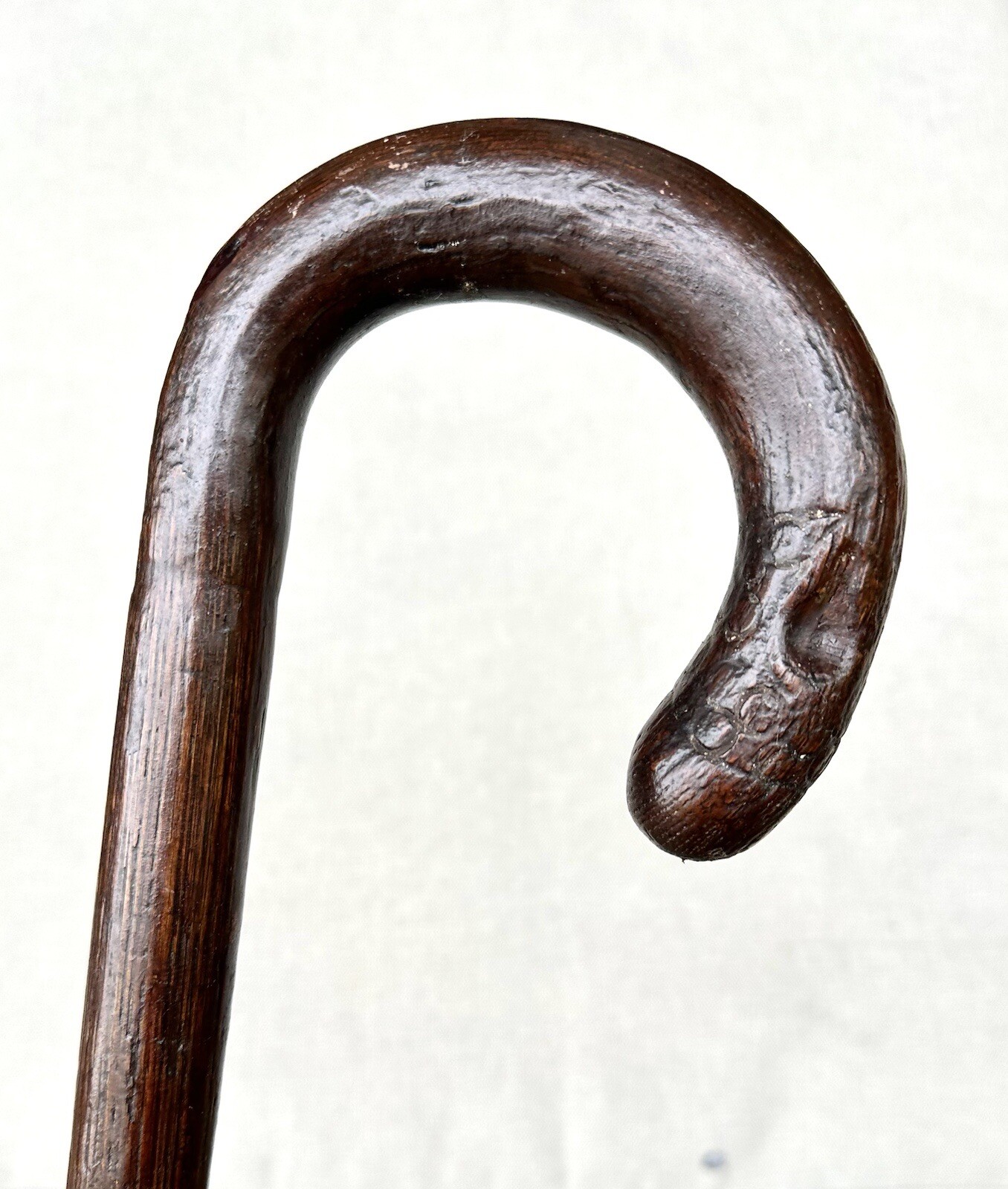 Vintage Antique Faux Bamboo Wood Shaft Crook Handle F… - Gem