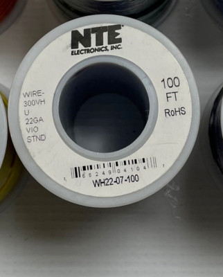 NTE WH22-07-100 22 AWG Gauge Stranded Hook Up Wire Purple 100 Ft UL1007 ...