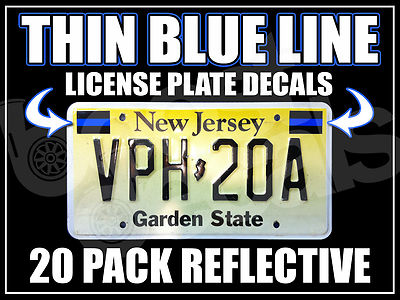 20 PACK THIN BLUE LINE License Plate Decals Stickers FOP Police PBA ...
