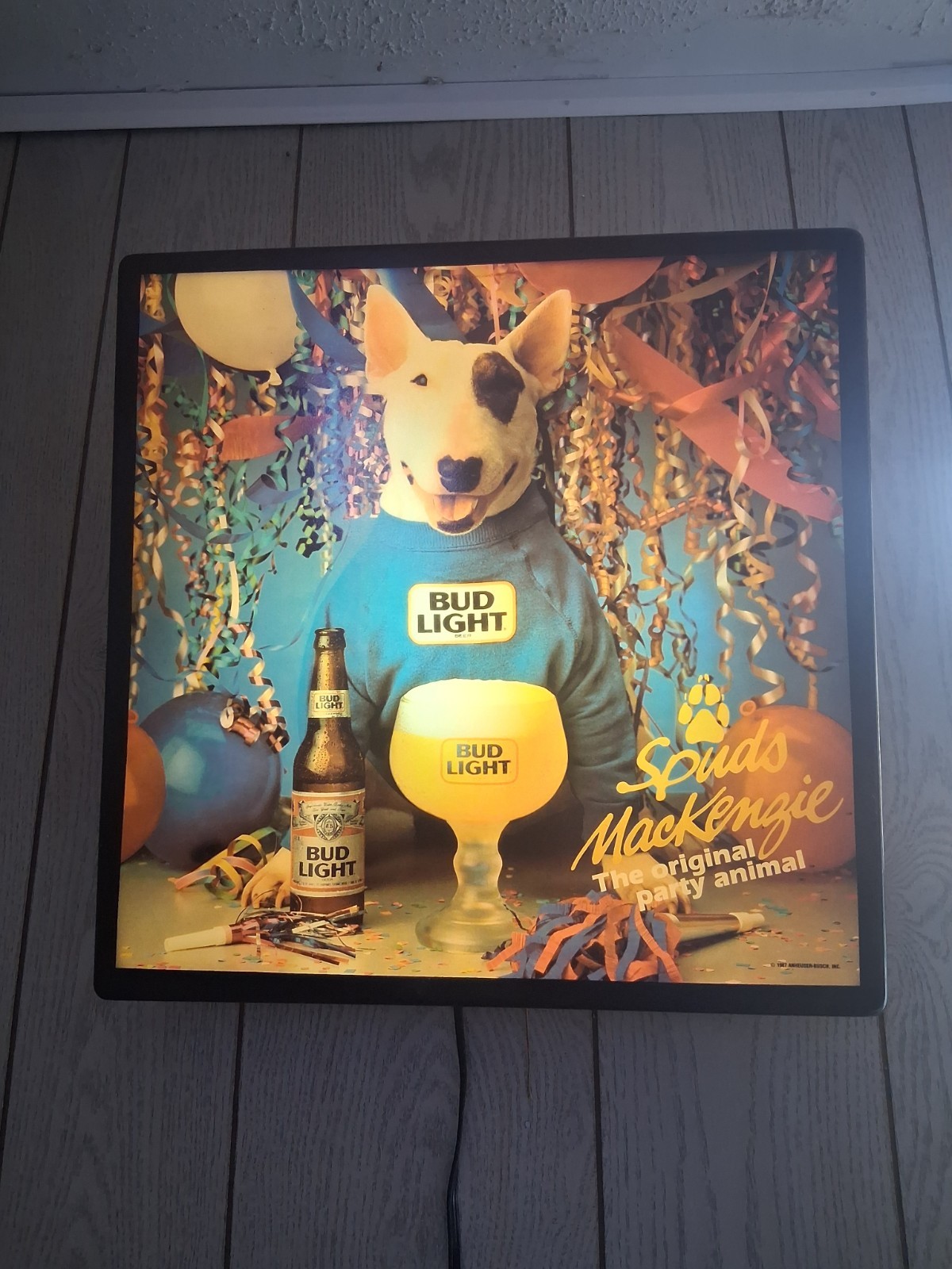 Bud Light Beer Sign Spuds Mackenzie lighted Original Party Animal 1987 ...